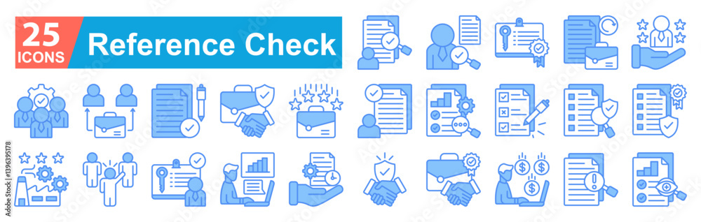 Reference Check Icon Sheet vector reference verification, background ...