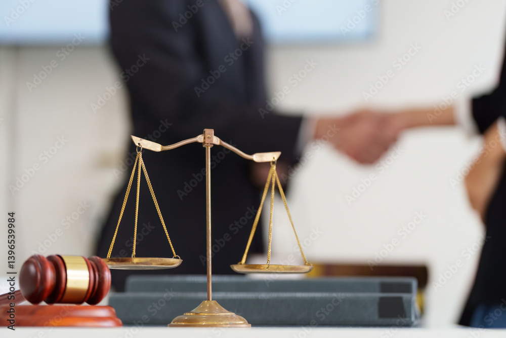 Justice and Legal Balance. A symbolic scale of justice in focus ...