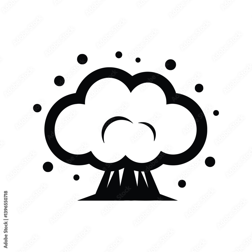 Explosion Icon, Black Silhouette on Transparent Background, Atomic ...