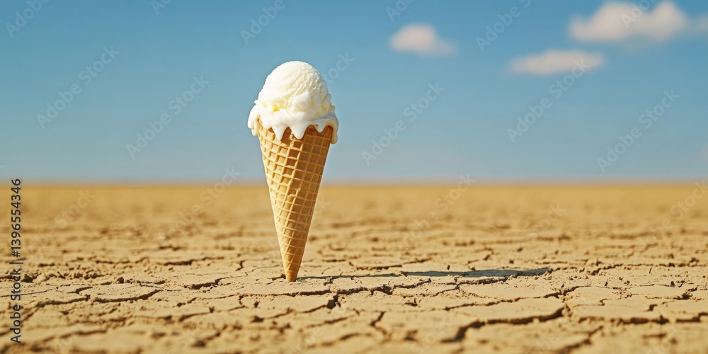 Climate Crisis Visual Metaphor Melting Vanilla Ice Cream Cone in ...