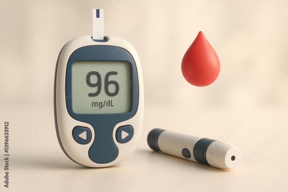 Blood Sugar Measurement: A detailed image showcasing a blood glucose ...