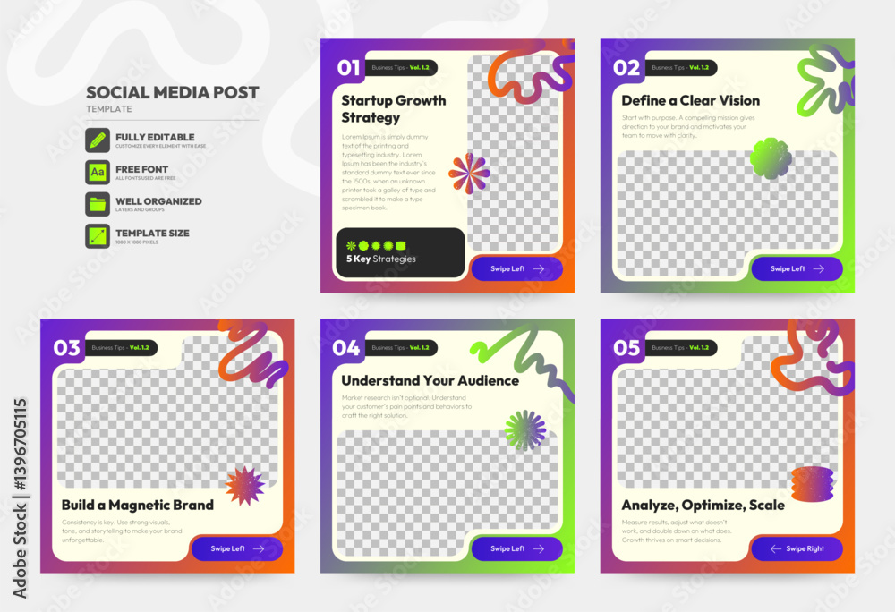 Social Media Carousel Post Template Business Instagram And Facebook Square Post Template