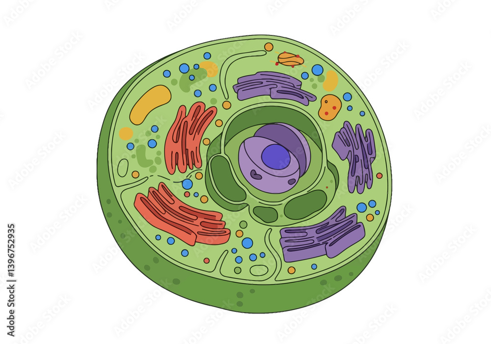 Biological Image Plant Cell Illustration. This image depicts a detailed ...
