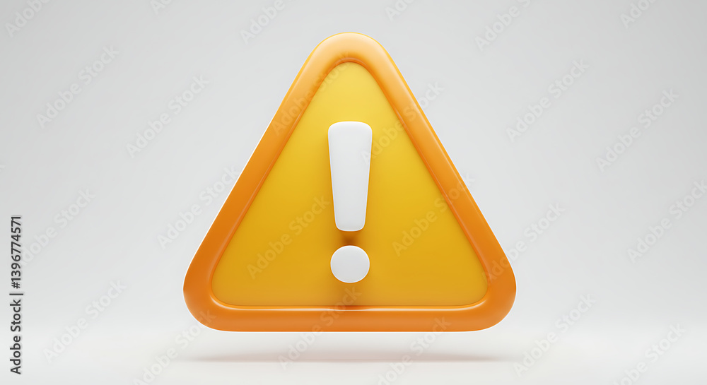 Cautionary Triangle: Rendered Warning Sign with Exclamation Mark for ...