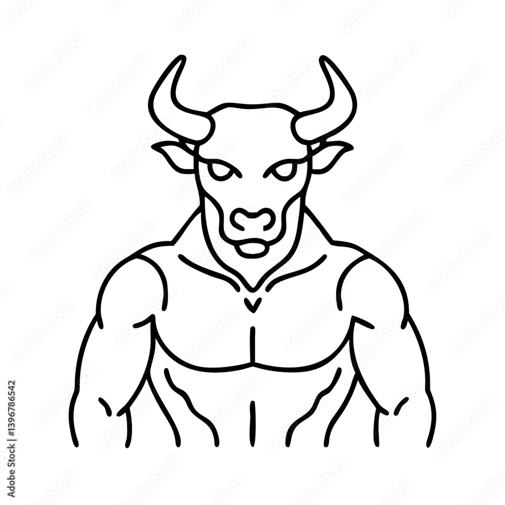 minotaur icon, minotaur line art - simple line art of minotaur, perfect ...