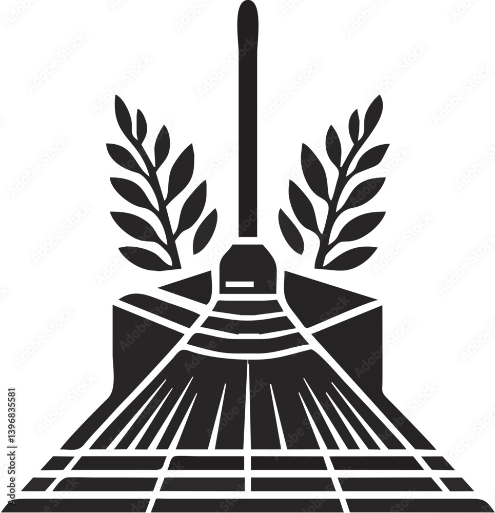 Memorial Broom: A stoic monochrome illustration depicts an emblematic ...