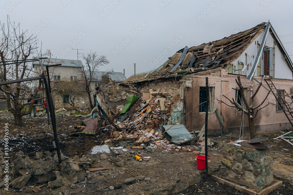 Civilian population. Consequences of shelling of a residential building ...