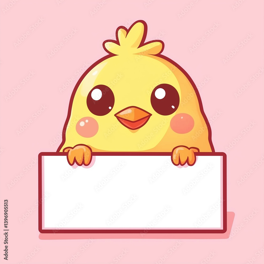 Illustration Stock Cute Cartoon Baby Chick Holding Empty Message Board ...