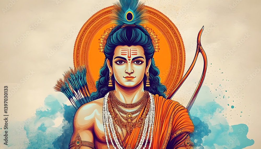 Ram navami poster design with lord rama portrait. Stock Illustration ...