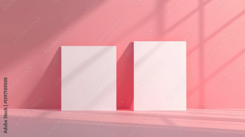 Blank white empty square tri fold catalogs brochure flyer, with ...