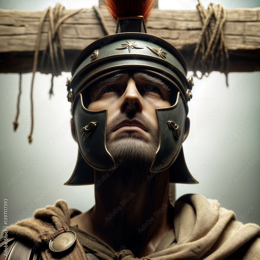 Zdjęcie bez tantiem: Roman Centurion Solider at the foot of the Cross ...