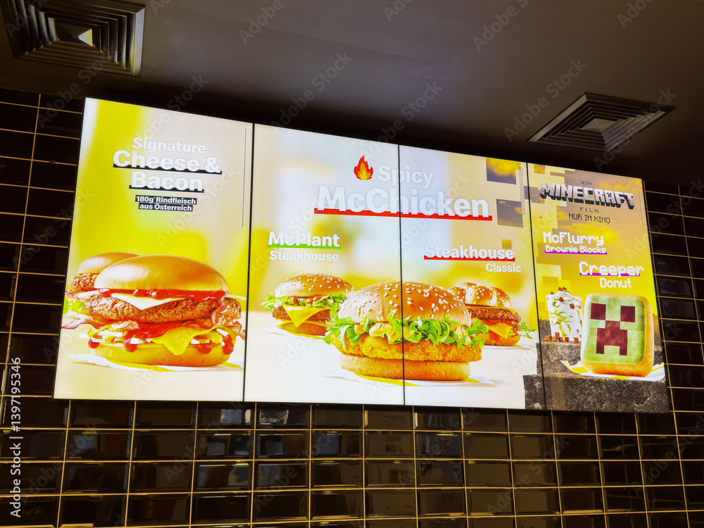 Fast food restaurant menu featuring spicy mcchicken and minecraft ...