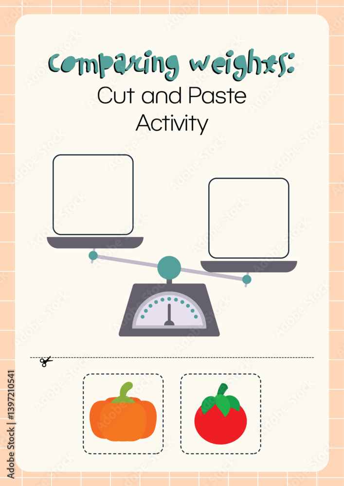 Printable cut and paste worksheet for kids to compare heavy and light ...