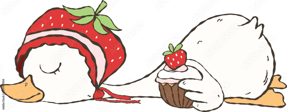 Strawberry Rest goose, Groovy Funny Goose Strawberry Clipart, Meme ...