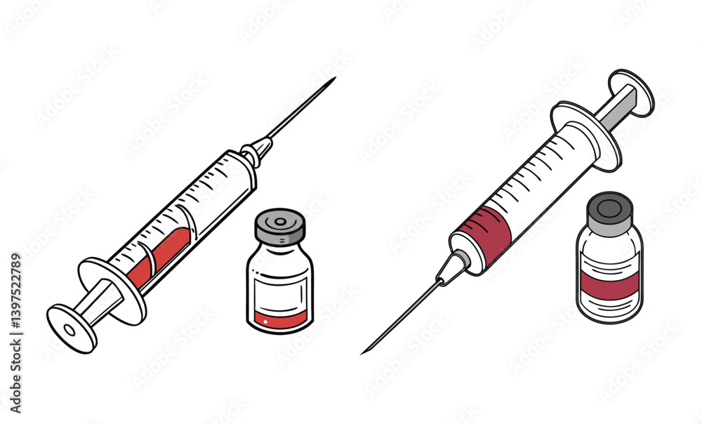 Anti-Drug Day A syringe with a needle holds red liquid, possibly ...