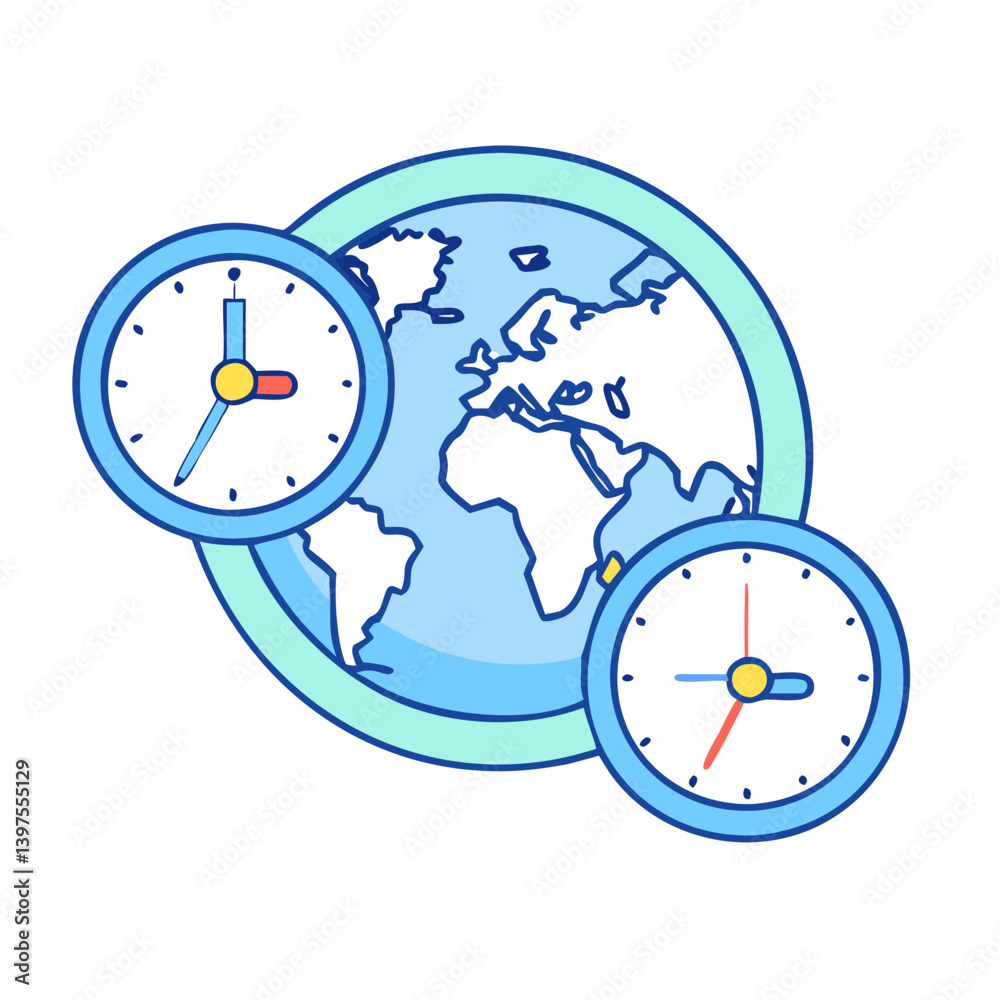 time zone map icon, time zone map vector illustration-simple ...