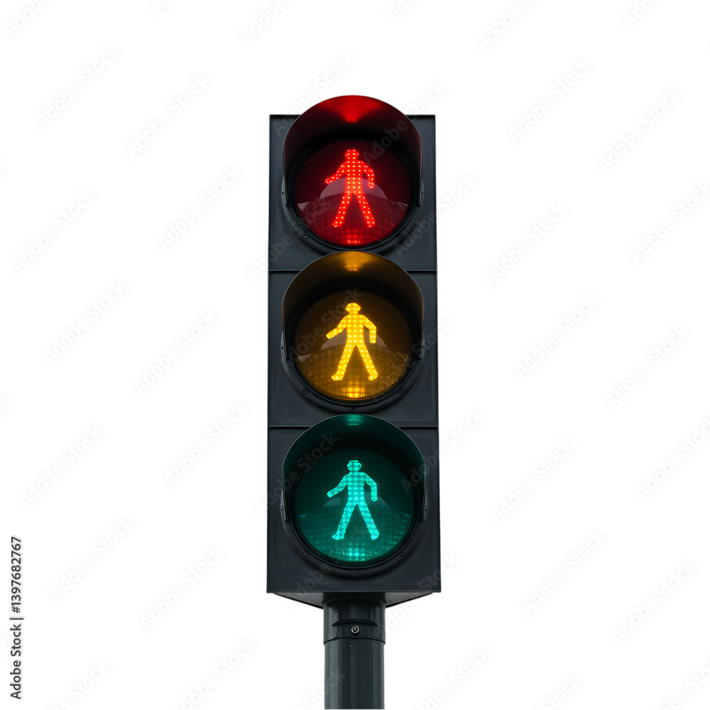 Pedestrian Traffic Light Red Yellow Green on transparent background ...