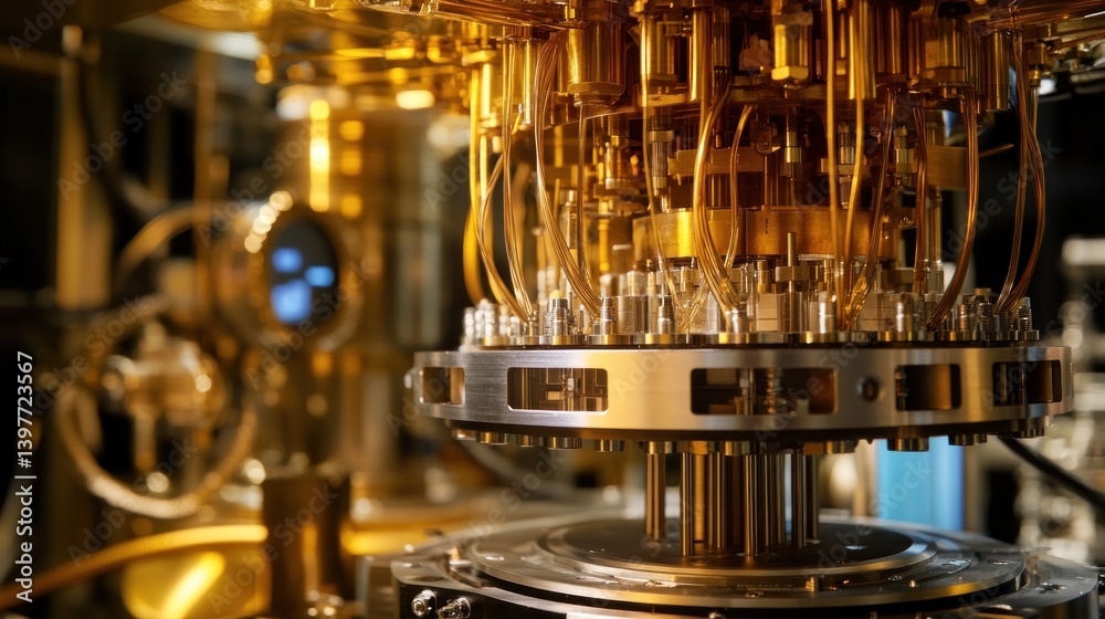 Intricate Quantum Computer Close-Up: A Glimpse into the Future of Computing Stock Illustration ...