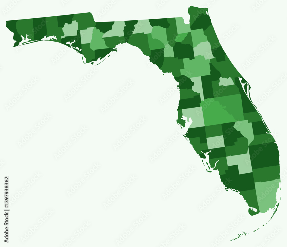 Map of Florida with counties. Just a simple state border map with ...