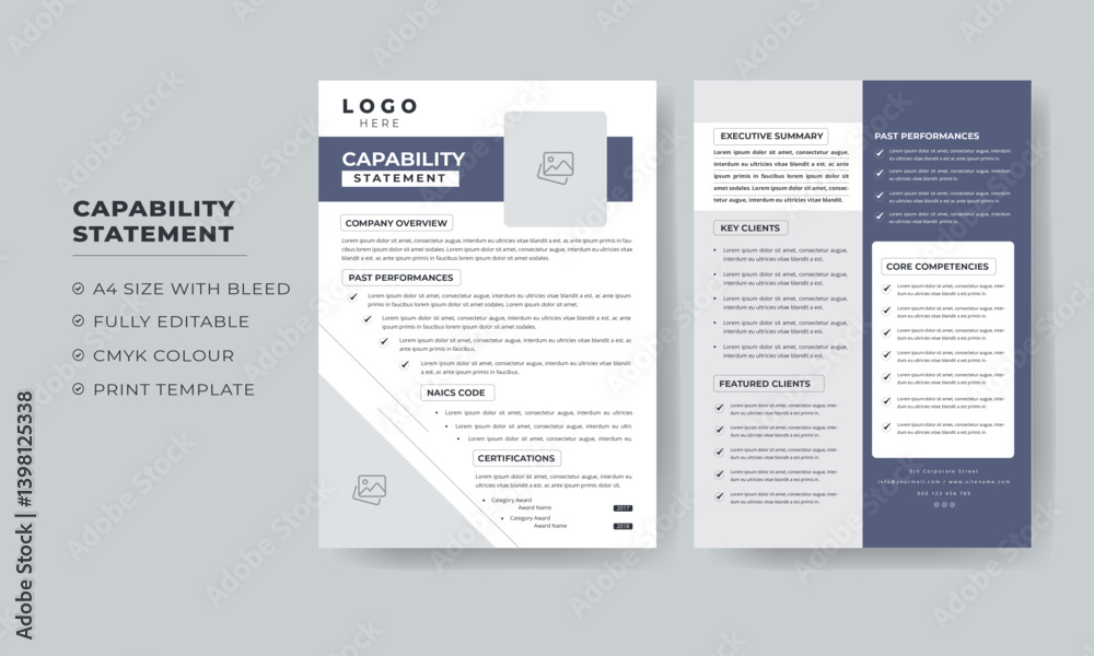 capability statement design for company, capability statement Colorful ...