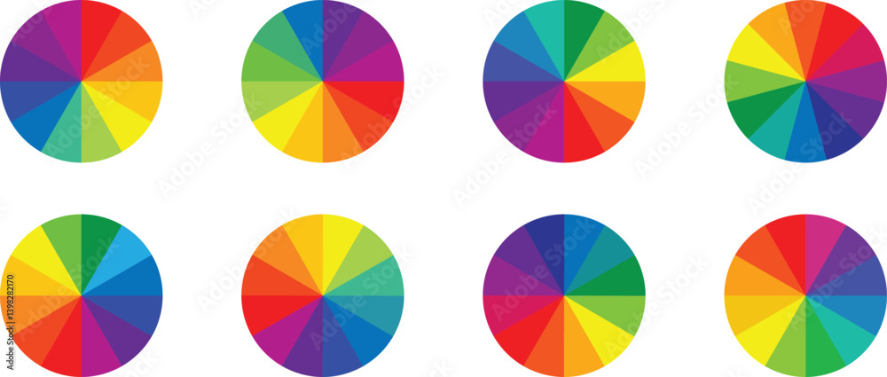 Color wheel set. Color palette color wheel chart. Rainbow color wheel ...