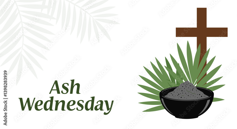 Ash Wednesday religious poster vector mockup Stock Vector | Adobe Stock