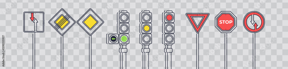 Traffic signs and traffic light. International road signs set isolated ...
