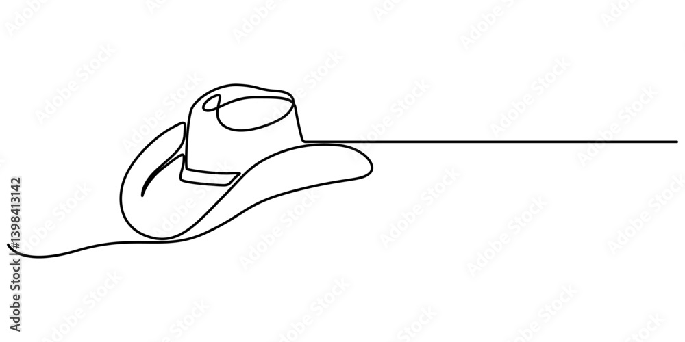 Cowboy hat continuous one line drawing vector illustration. Premium ...
