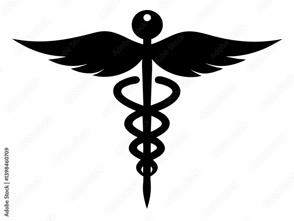 Medical caduceus silhouette. Rod of Asclepius. Medical symbol icon ...