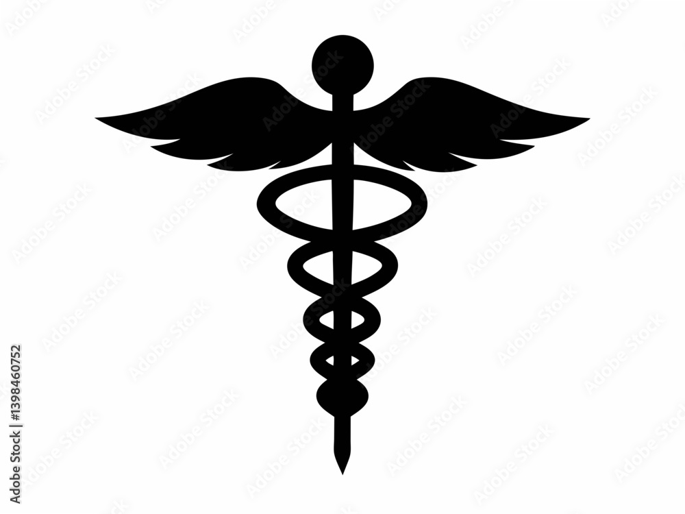 Vector de Stock Medical caduceus silhouette. Rod of Asclepius. Medical ...