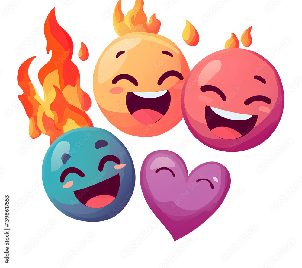 4 happy emojis, a laughing face with tears of joy, heart-eyes, and ...