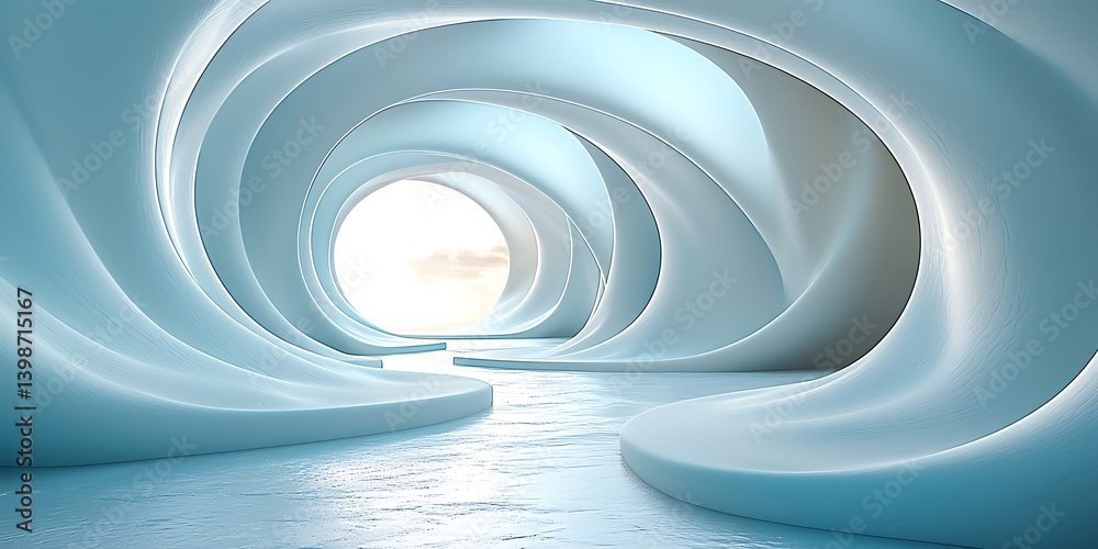 Tangled cylindrical tubes, intertwined pathways, soft volumetric light ...