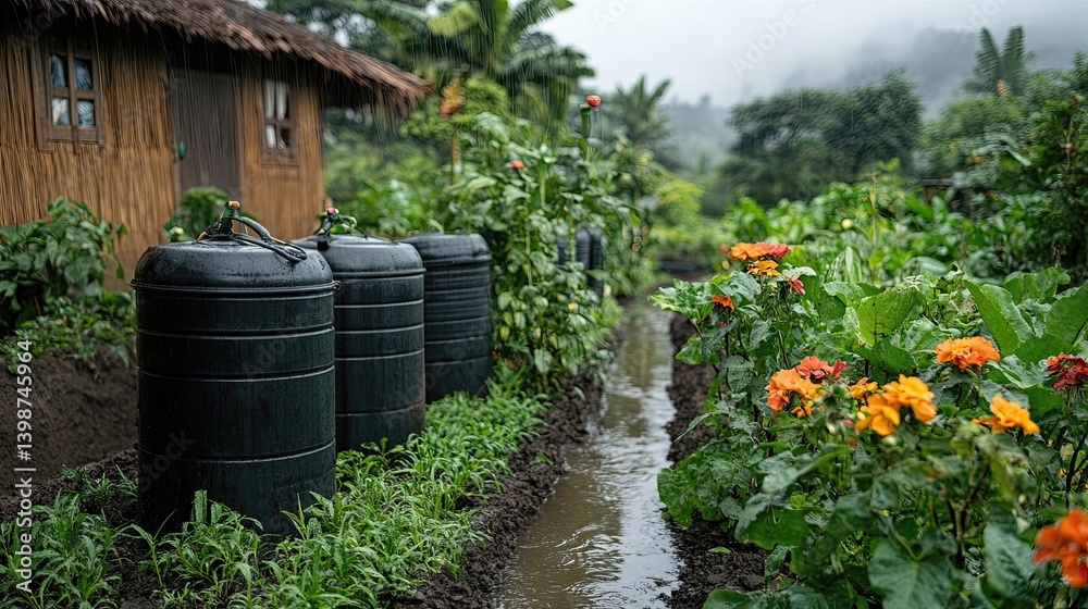 Rainwater harvesting systems, demonstrating how rainwater can be ...