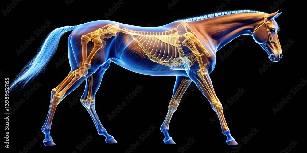 Illustration Stock Horse X-Ray, Equine Radiography, Veterinary Imaging ...