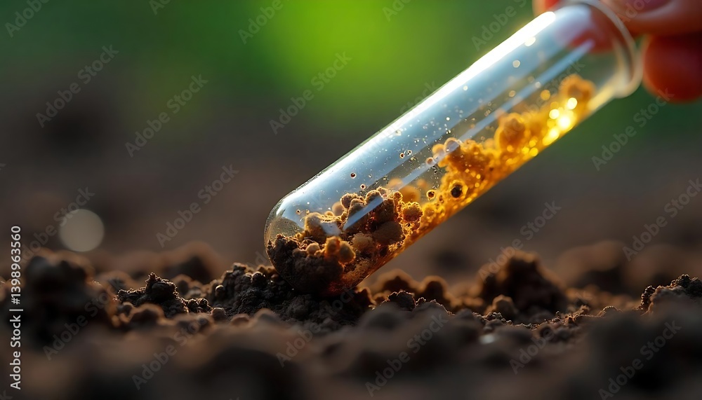 Microplastics in soil a test tube with soil sample - soil contaminated ...