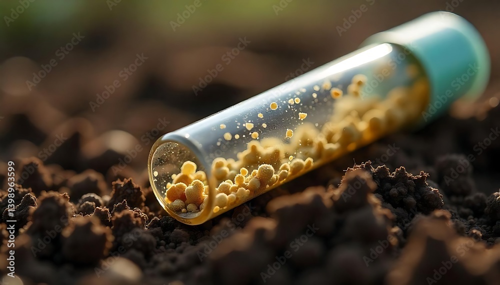 Microplastics in soil a test tube with soil sample - soil contaminated ...