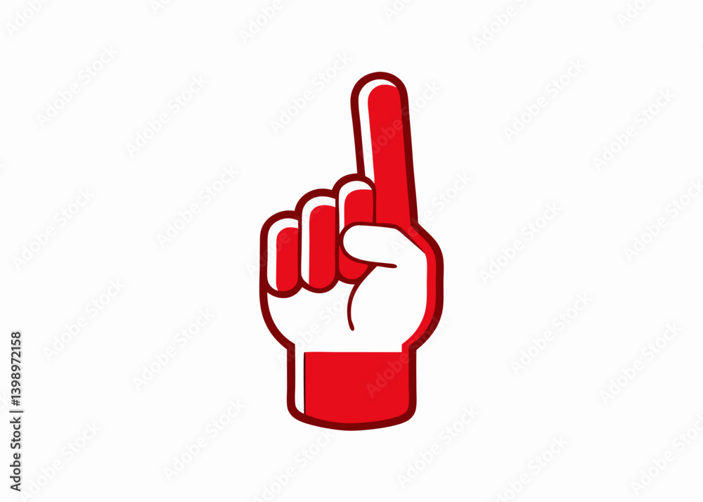 Fan's Symbolic Gesture: A vibrant red foam hand with the index finger ...