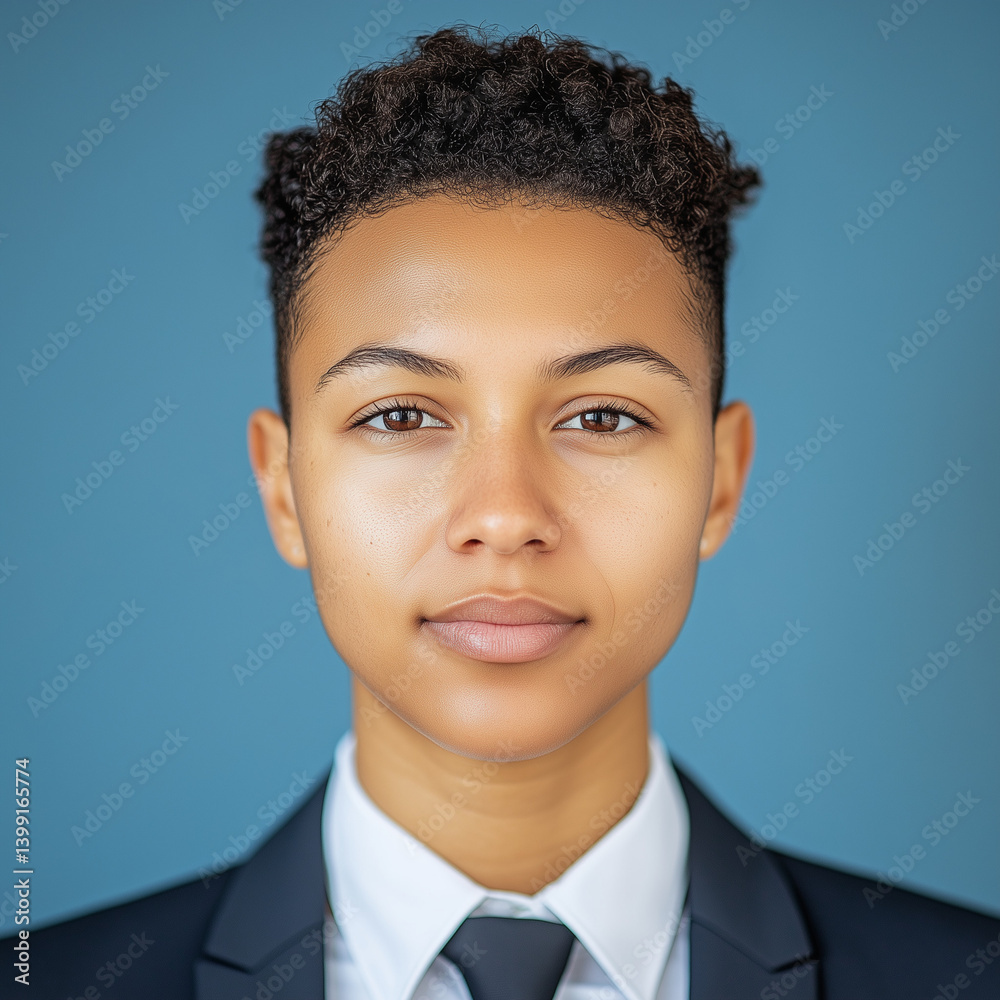 Professional Passport Photo Template with Blue Background - Official ID ...