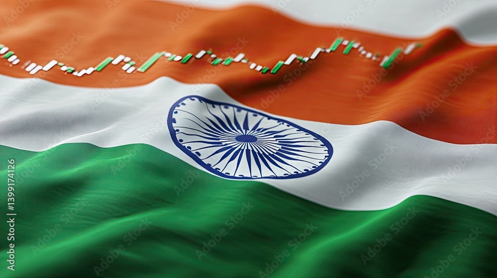 Indian Flag with Stock Market Graph: Analyzing Indias Economic Growth ...