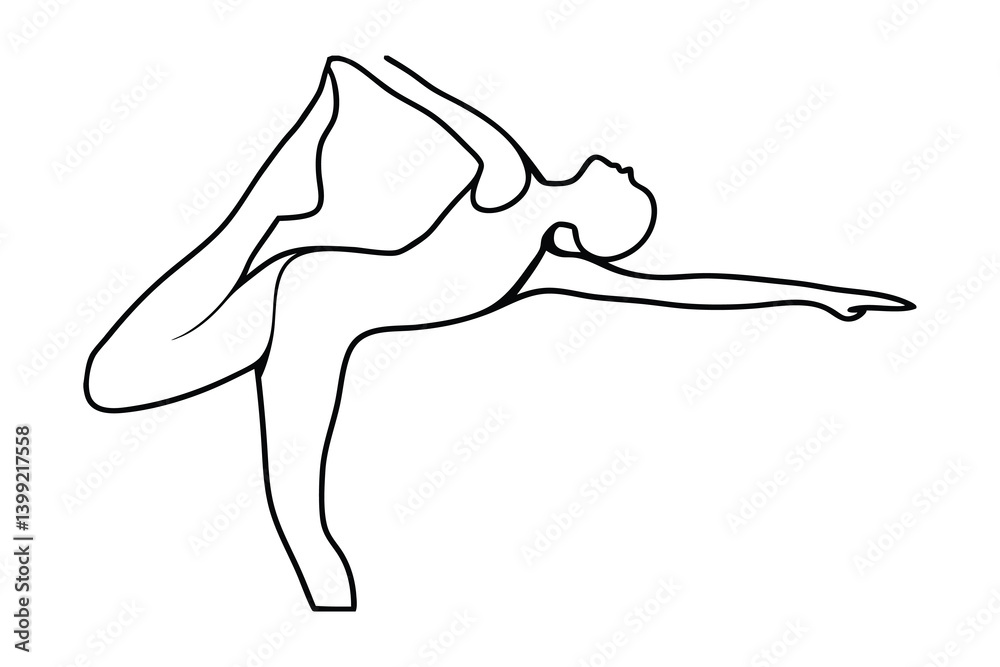 Graceful One Line Drawing Of Woman In Dancer Pose Showing Balance And ...