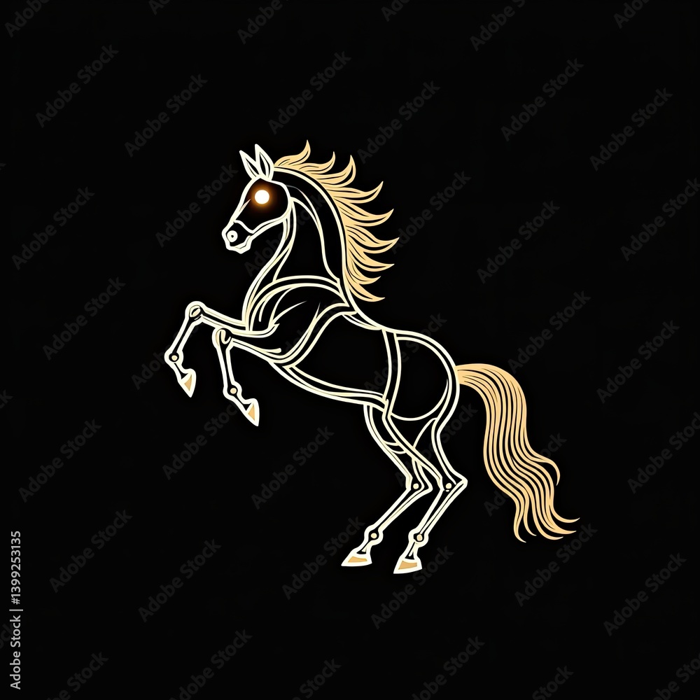 Equine Fitness Brand Logo: Mechanical Horse in Roman Mosaic Style ...