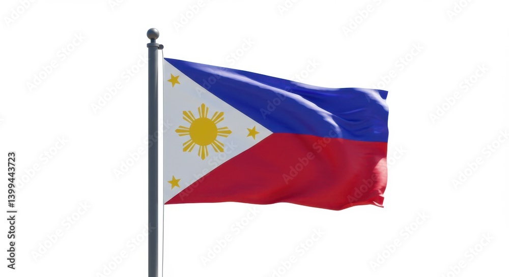 Philippine Flag Waving Against White Background: A Symbol of Filipino ...
