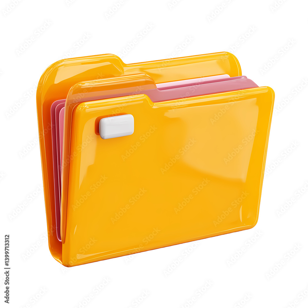 3D Rendered Folder Icon with Colorful Documents on Transparent ...