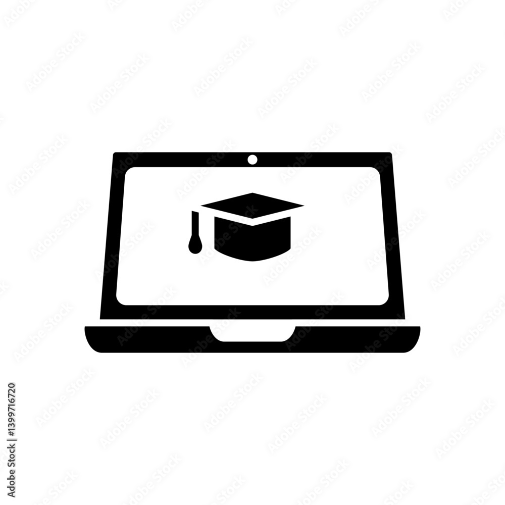 Стоковое векторное изображение «laptop icon with graduation cap, online ...