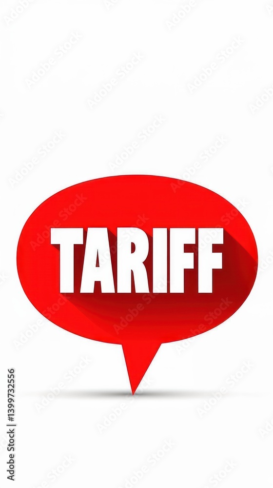 White word TARIFF in red speech bubble shows public talk on Import ...