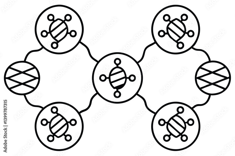 crispr cas9 system line art gene editing process visual Stock Vector ...