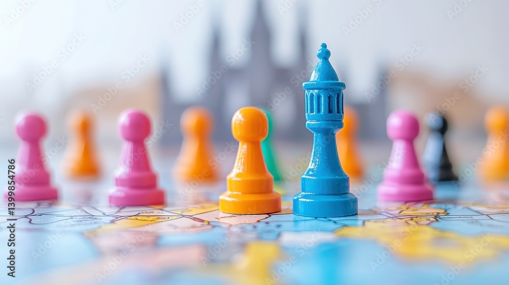 Illustration Stock Narrative Towers, a board game where players explore ...