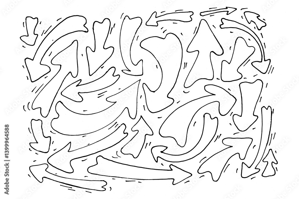 Doodles arrows set in different sizes pattern isolated on transparent ...