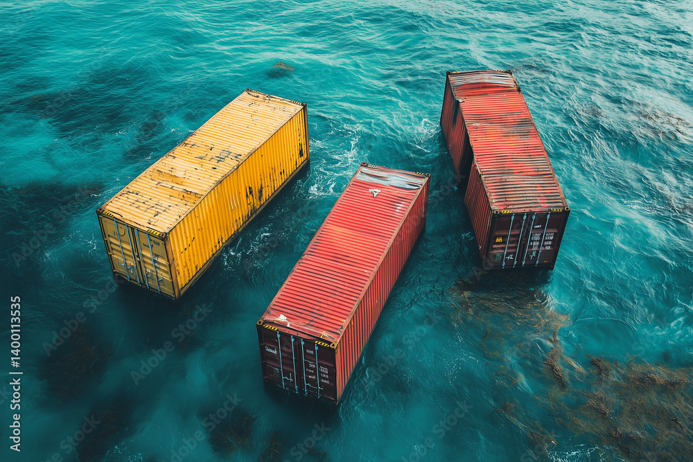 One shipping container has fallen from a ship and is floating on the ...