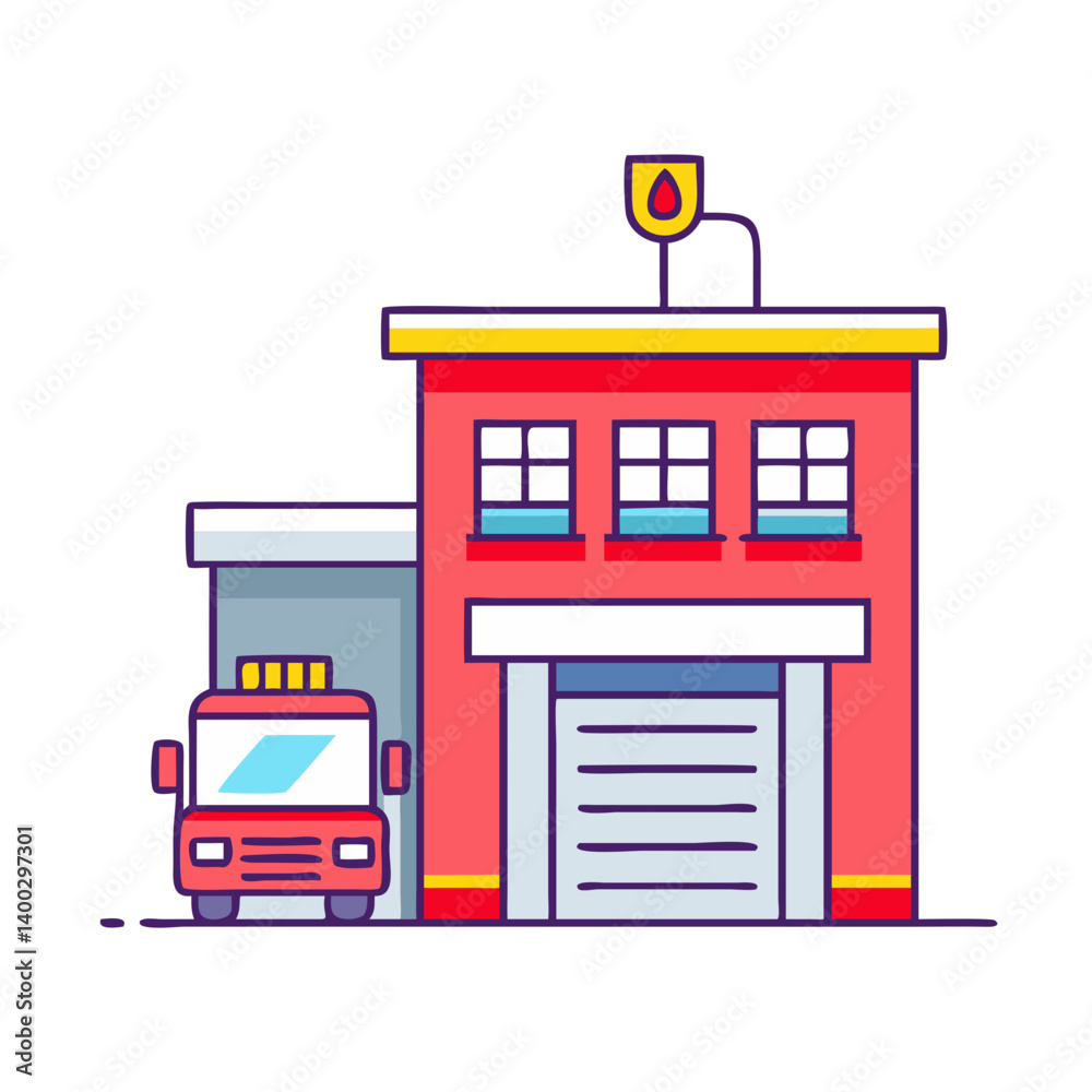 fire station icon, fire station vector illustration-simple illustration ...